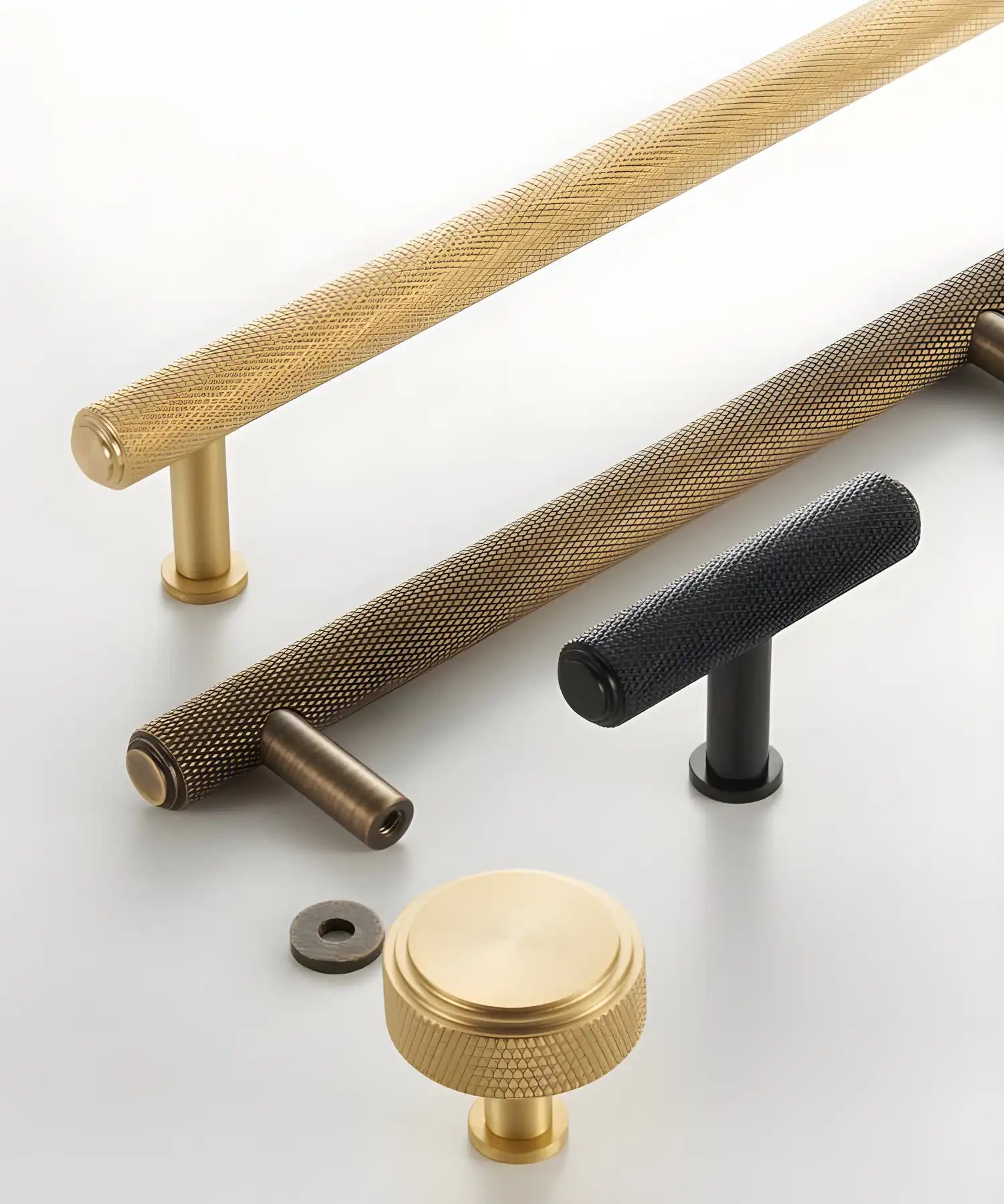 VELARA Knurled Solid Brass Kitchen & Cabinet Handle