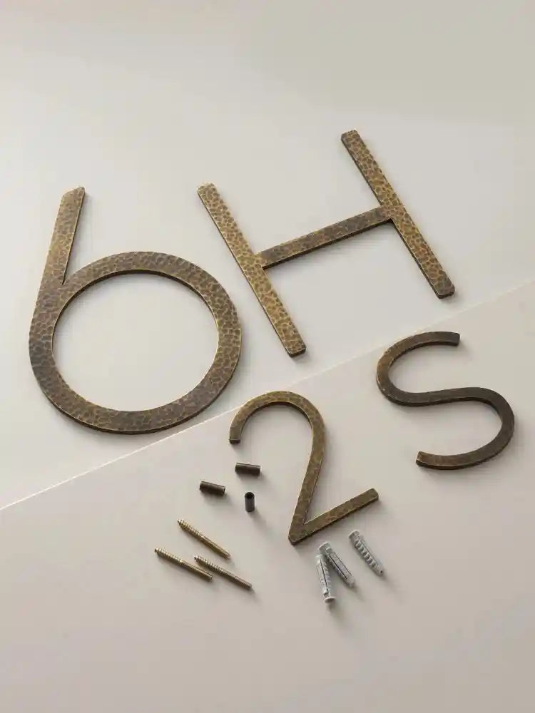 Darcy Solid Antique Brass House Letters