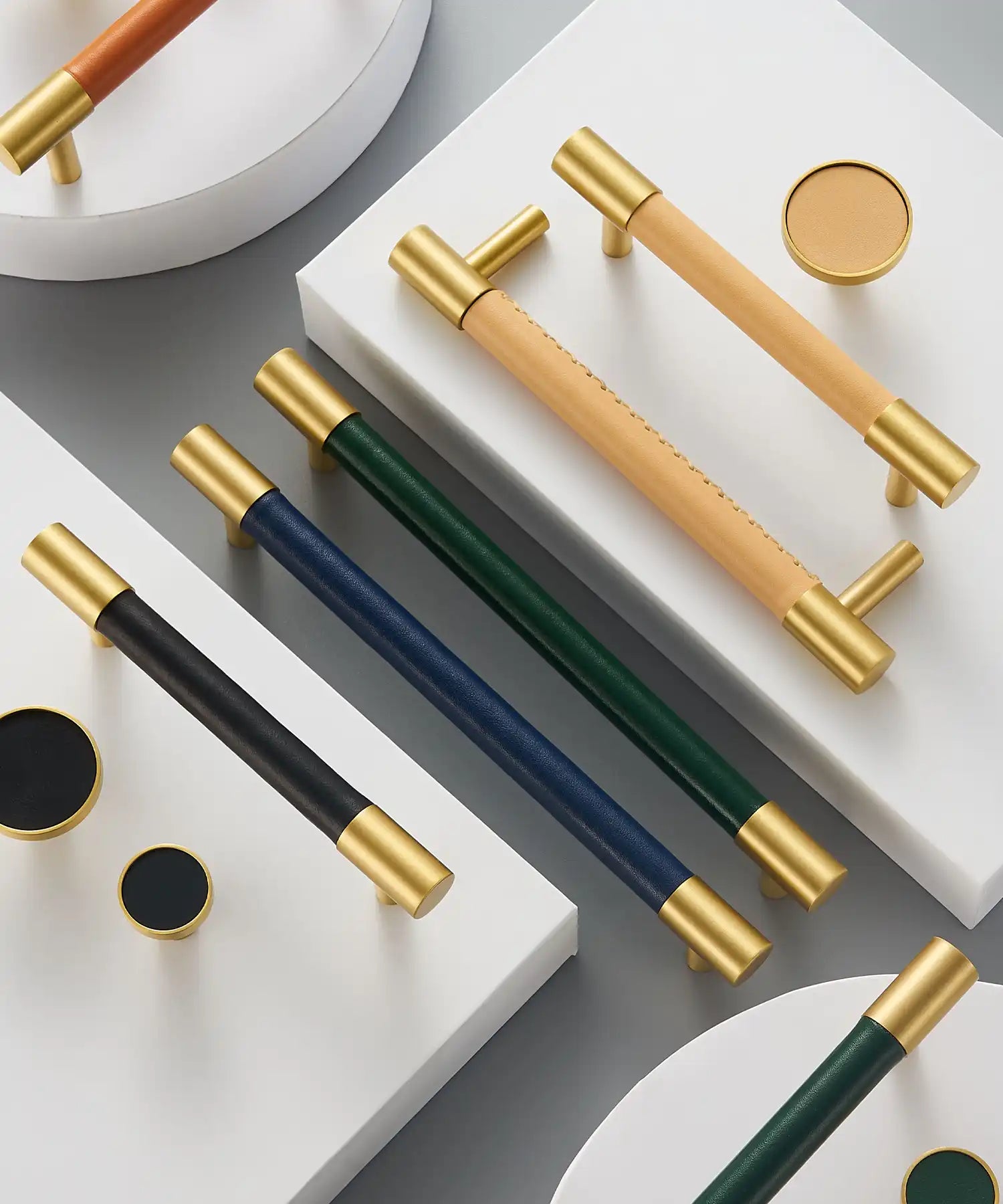 Real Leather And Brass Premium Kitchen & Cabinet Handle, premium ...