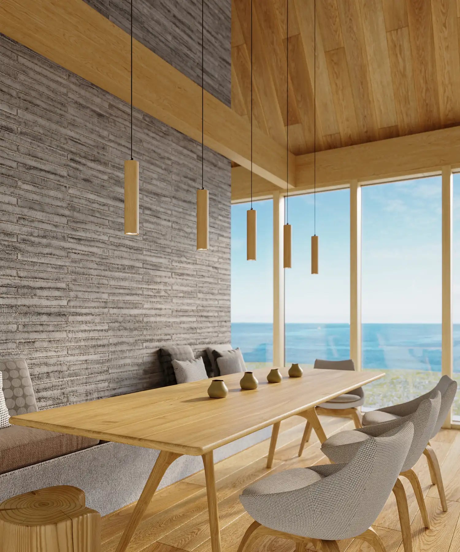 LINO Natural Wood Pendant Light, Kitchen island lights, Ceiling hanging ...