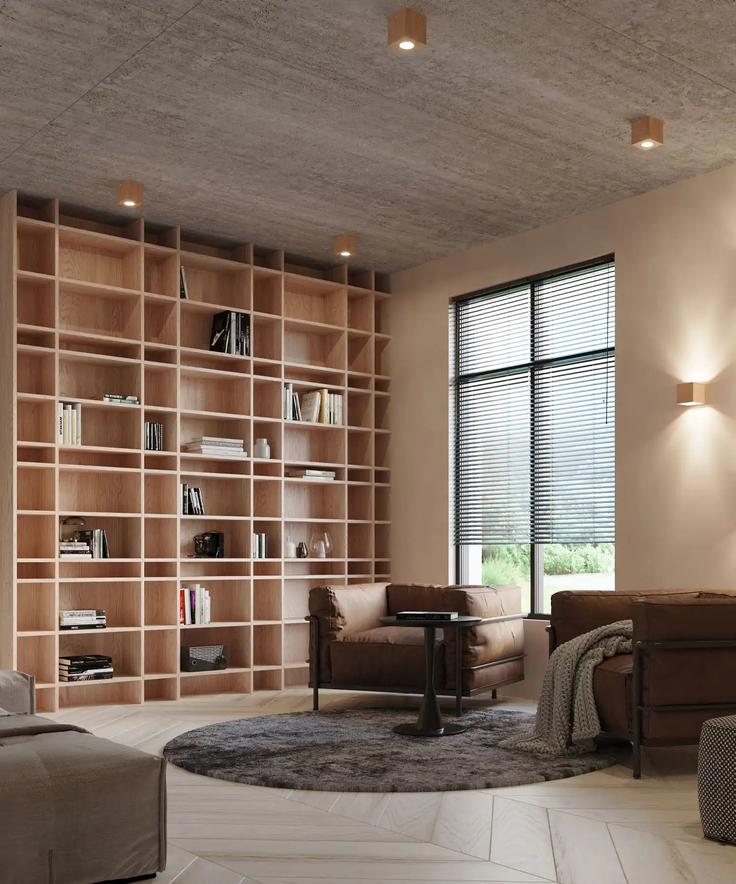 QUAD Natural Wood Ceiling Light, Ceiling lamps, Livingroom ceiling lights