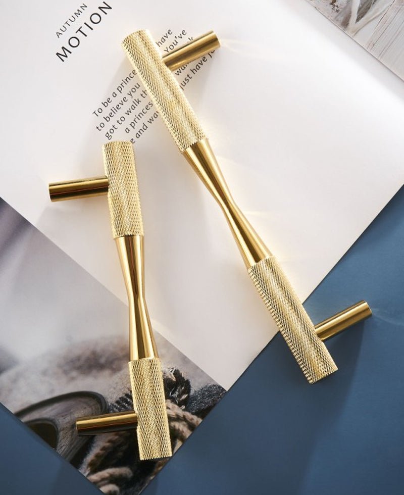 CONA Knurled Solid Brass Kitchen & Cabinet Handle - Luxury Handles