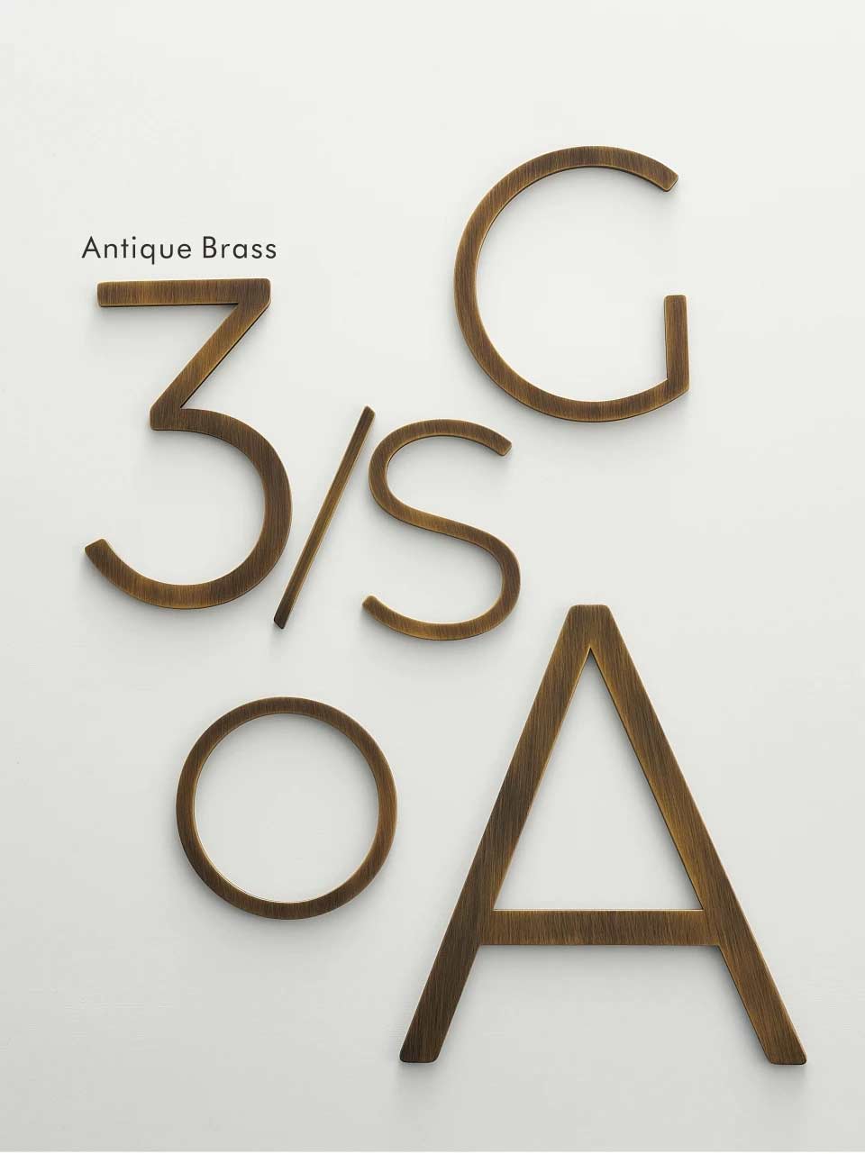 Darcy Solid Antique Brass House Letters