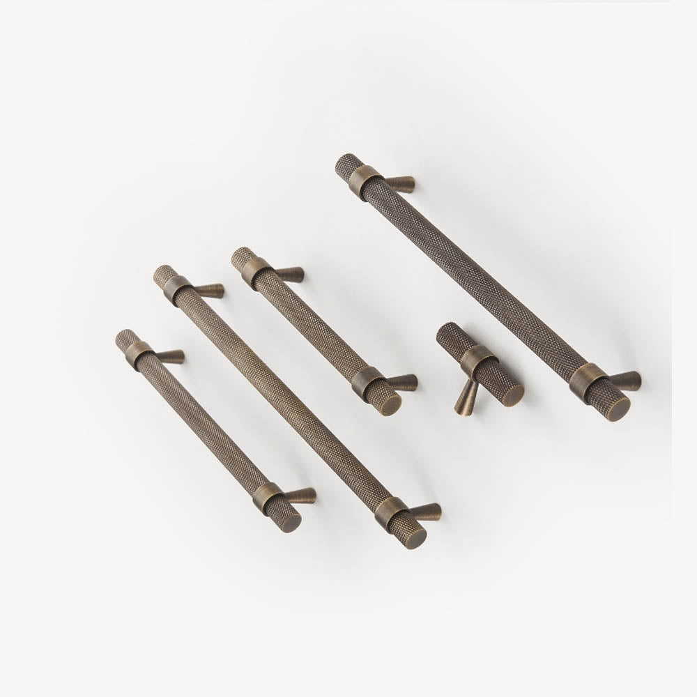 FLEX knurled Solid Brass T-Bar Handle - Luxury Handles