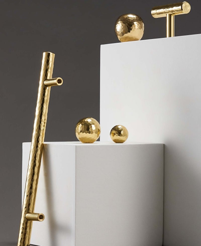 HAAM Round Hammered Solid Brass Kitchen & Cabinet Handle - Luxury Handles