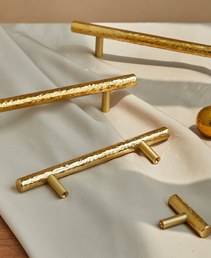 HAAM Round Hammered Solid Brass Kitchen & Cabinet Handle - Luxury Handles