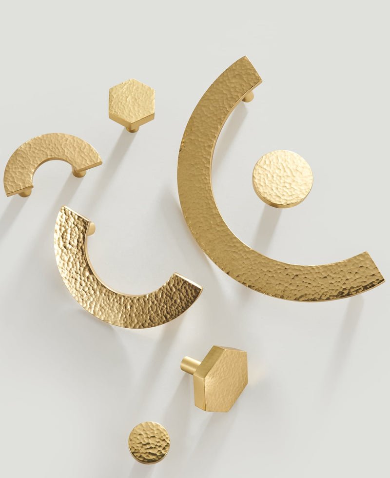 HAAM Solid Brass Hammered Half Moon Circle Pull, premium pull handle