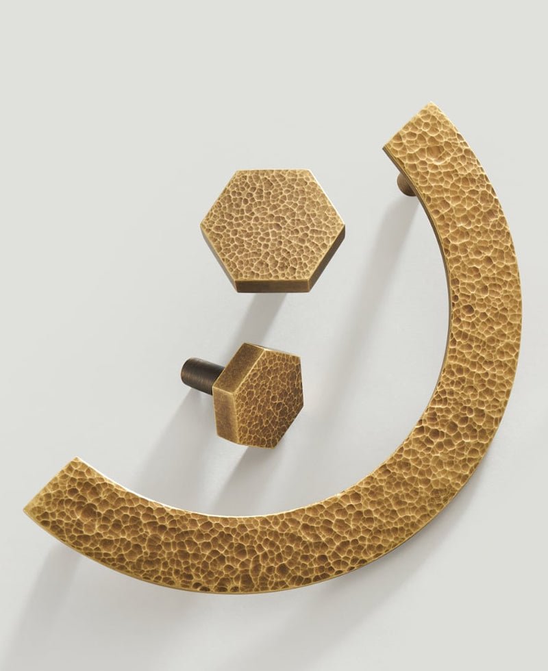 HAAM Solid Brass Hammered Half Moon Circle Pull, premium pull handle