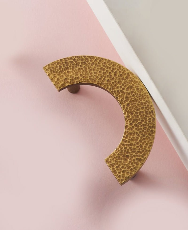 HAAM Solid Brass Hammered Half Moon Circle Pull, premium pull handle