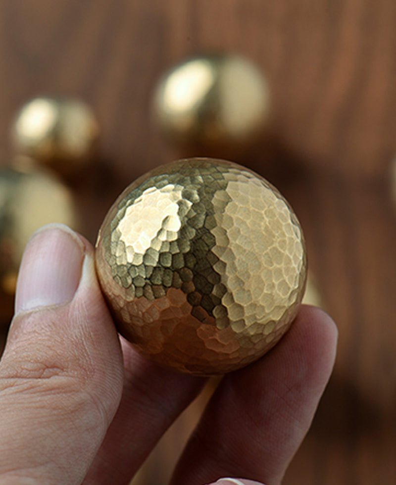 HAAM Solid Brass Hammered Spherical Knob, premium drawer & cupboard knob