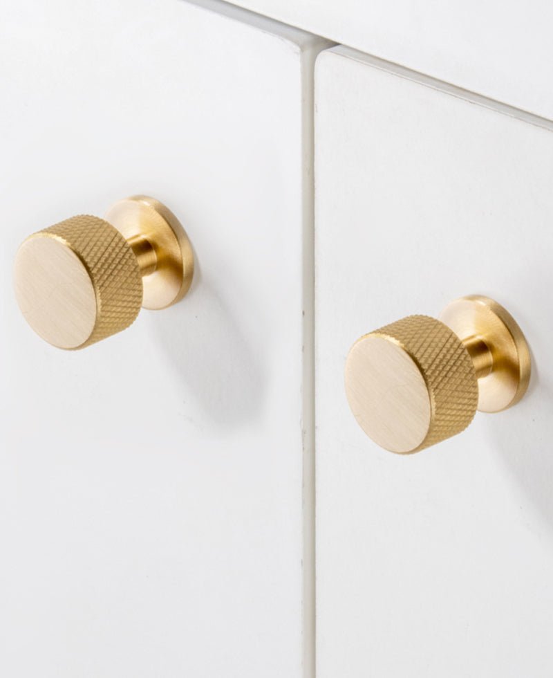 Knurled Solid Brass Cabinet Knob - Luxury Handles