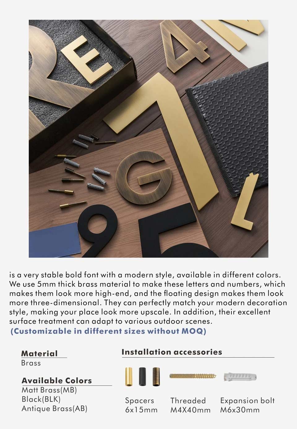 LUXE Solid Antique Brass House Letters - house number signs