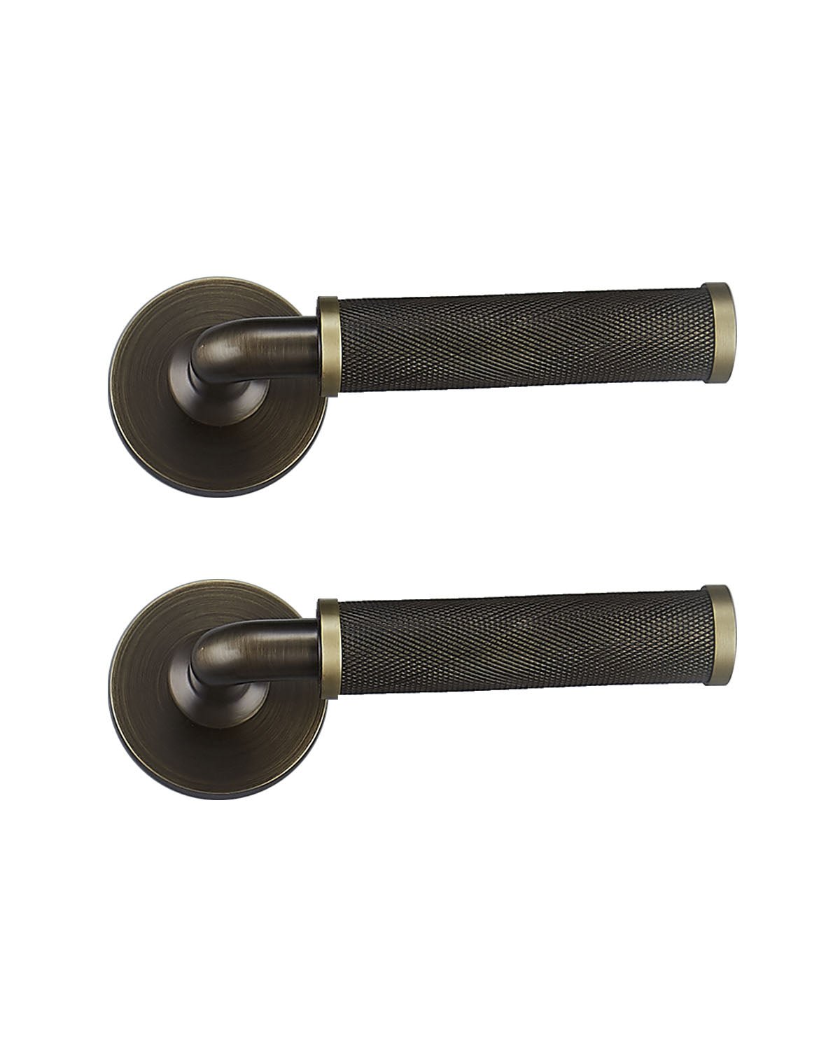 MILAN Solid Brass Knurled Door Lever Handle Set - Luxury Handles