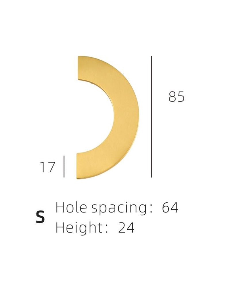 NORDIC Solid Brass Half Circle Pull Handle, , premium quality cupboard & drawer pull handle