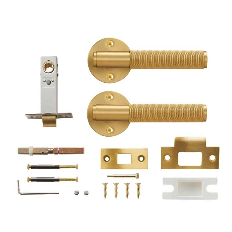 Nova Solid Brass Knurled Door Lever Handle Set - Luxury Handles