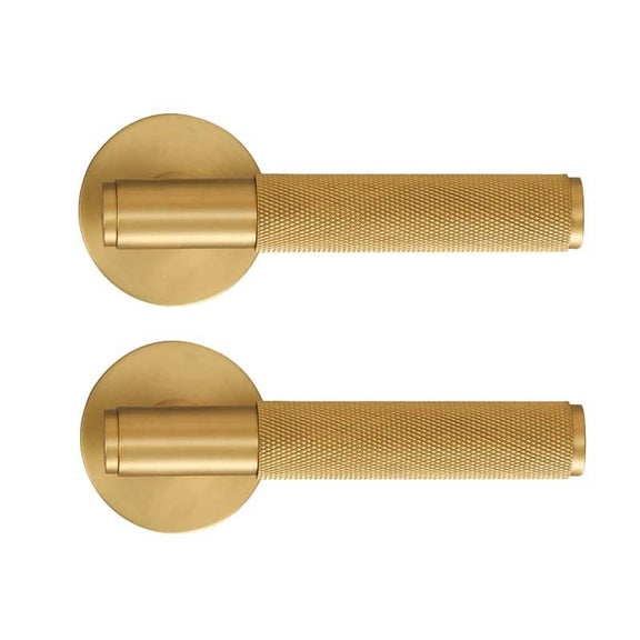 Nova Solid Brass Knurled Door Lever Handle Set - Luxury Handles